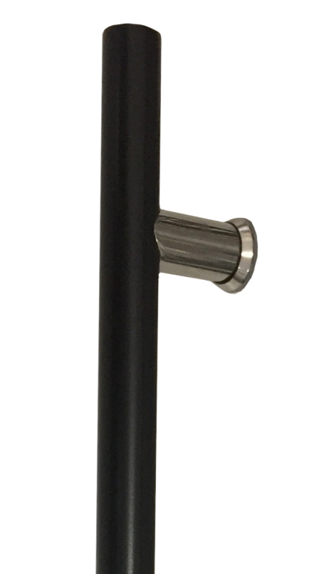25mm Round Black 500mm Stainless Steel Door Handles - Jalex Hardware